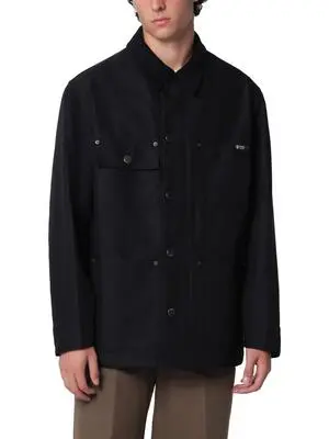 Prada Cotton Jacket With Corduroy Collar - Black