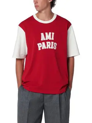 AMI Paris Ruby T-shirt With Logo Embroidery - Red