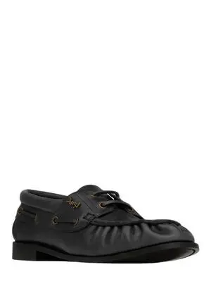 Saint Laurent Les Loafers Bateau In Smooth Leather - Black