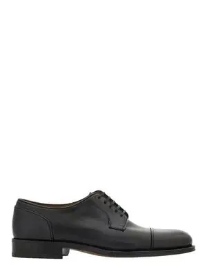 FERRAGAMO Derby Shoes With Stitching Detail - Black