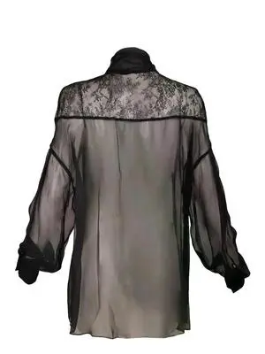 Valentino Garavani Lace-panelled Pussy-bow Shirt - Black