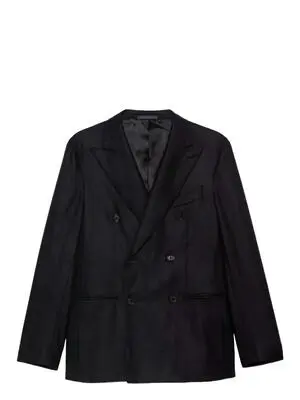 Caruso Double-breasted Peak-lapel Jacket - Blue