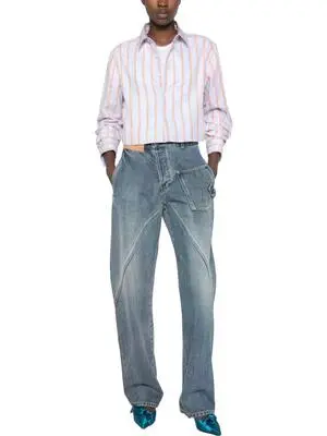 JW Anderson Striped Cropped Shirt - Blue