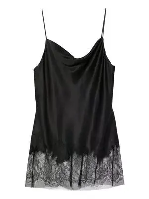 Carine Gilson Silk Lace Trim Camisole - Black