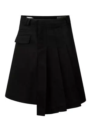 NACHE Asymmetric Pleated Mini Skirt - Black