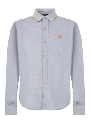 Paul & Shark Striped Cotton Polo Shirt - Grey