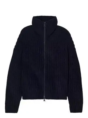 Closed Chunky Knit High-neck Zip Cardigan - Blue