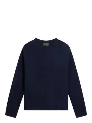 Woolrich Fine Knit Ribbed Crew Neck Sweater - Blue
