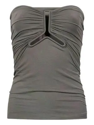Rick Owens Rick Owens Cut-Out Ruched Top Grey