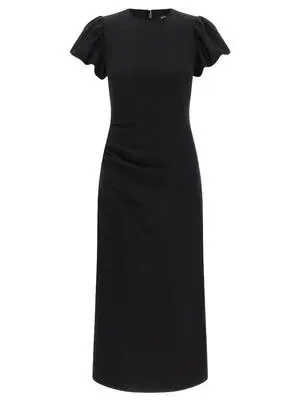 ROTATE BY BIRGER CHRISTENSEN Draped Puff-sleeve Dress - Black