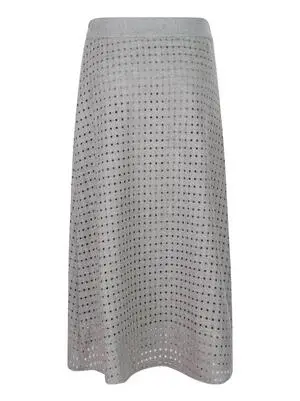 Peserico Perforated A-line Midi Skirt - Grey