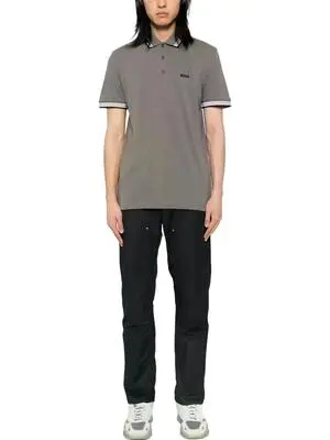 BOSS Logo Embroidery Short-sleeves Polo Shirt - Grey
