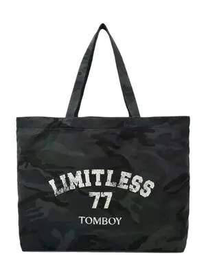 STUDIO TOMBOY Camouflage-print Logo-print Tote Bag - Grey