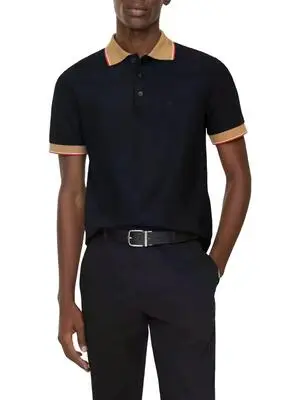 Burberry Logo Collar Cotton Polo Shirt - Blue