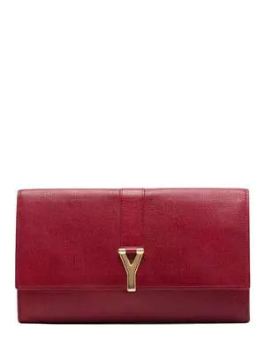 Saint Laurent 2016 Textured Leather Chyc Ligne Clutch Bag - Red