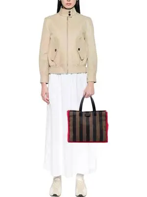Fendi 2010-2026 Pequin Canvas Simply Shopping Tote Bag - Brown