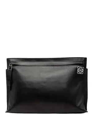 Loewe 2014 Leather Anagram T Clutch Bag - Black