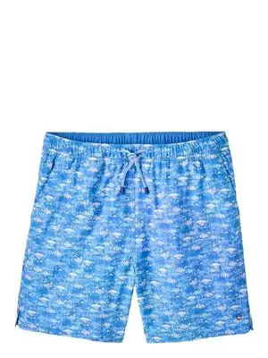 Peter Millar Printed Drawstring Swim Shorts - Blue