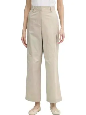 Dkny Logo-embroidered High-waisted Trousers - Neutrals