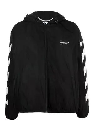 Off-White Diag Logo-print Hooded Windbreaker - Black