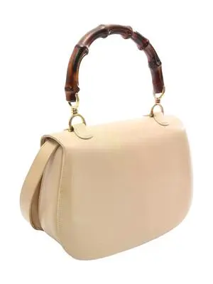 Gucci Gucci 20th Century Calfskin Bamboo Night Satchel With Shoulder Strap Neutrals