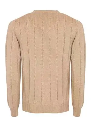 CRUCIANI Ribbed-knit Crew Neck Sweater - Neutrals