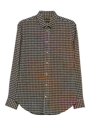 Emporio Armani Gingham-check Long-sleeve Shirt - Black