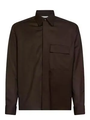 D4.0 Concealed-placket Virgin-wool Shirt - Brown