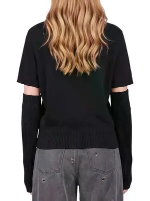 Federica Tosi High-neck Ribbed Sweater With Removable Cuffs - Black