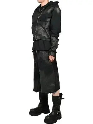 FILTH Waxed Distressed-effect Zip-up Hoodie - Black