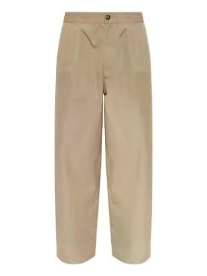 Emporio Armani Regular-fit Cotton Poplin Trousers - Neutrals