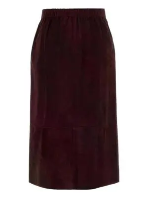 Max Mara Gazza Suede Midi Skirt - Red