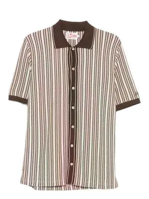 MC2 SAINT BARTH Marettimo Striped Knit Polo Shirt - Neutrals
