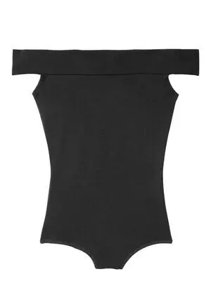 Michael Kors Off-shoulder Fine Knit Bodysuit - Black