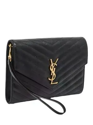Saint Laurent 2022 Envelope Monogram Pouch - Black