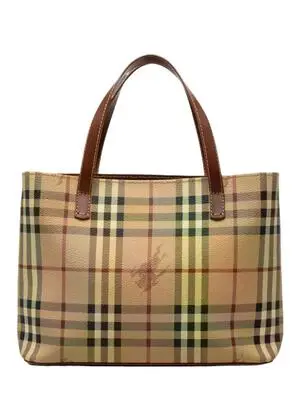 Burberry 2000-2017 Mini Haymarket Check Coated Canvas Tote Bag - Neutrals