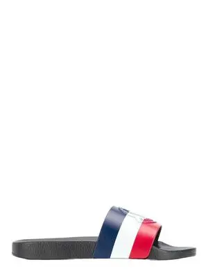 Moncler Striped Logo Slides - Blue