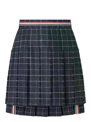 Thom Browne Windowpane Houndstooth Pleated Skirt - Blue