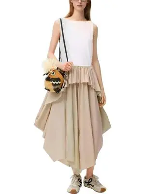 Loewe Sleeveless Ruffled Asymmetric Day Dress - Neutrals