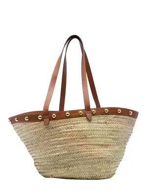 Celine 2019 Large Raffia Classic Studded Panier Tote Bag - Neutrals