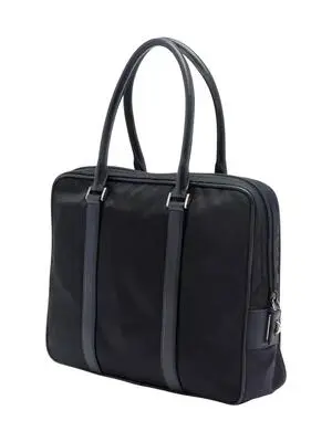 Prada 2013-2026 Saffiano Trimmed Tessuto Business Bag - Black