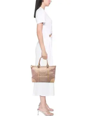 Gucci 2016-2026 Gg Metallic Canvas Lovely Tote Bag - Pink