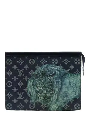 LOUIS VUITTON Monogram Savane Pochette Voyage Mm Clutch Bag - Blue