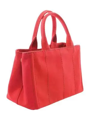 Prada Canapa Logo Tote Satchel - Red