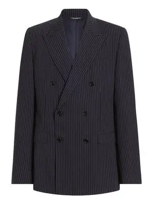 Dolce & Gabbana Martini Light Double-breasted Pinstriped Wool Jacket Suits And Blazers - Multicolor