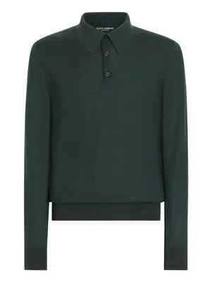 Dolce & Gabbana Knit Cashmere Polo Shirt Sweaters And Cardigans - Green