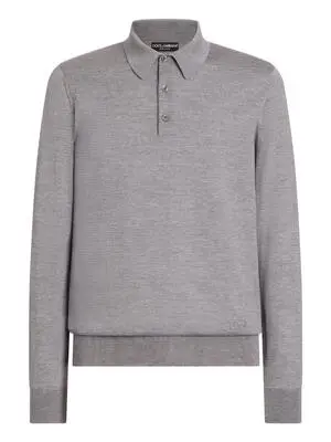Dolce & Gabbana Knit Cashmere Polo Shirt Sweaters And Cardigans - Grey