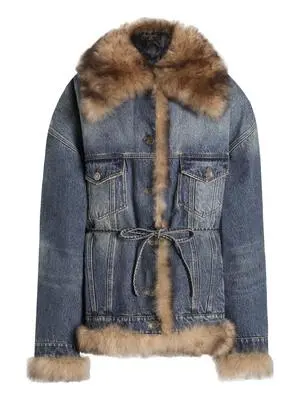 Dolce & Gabbana Denim Jacket With Fur Denim And Jeans Multi-colored - Multicolor