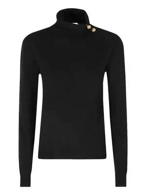 Alberta Ferretti Button-embellished Roll-neck Sweater - Black