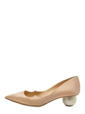 PAUL ANDREW Crystal-embellished Satin Pumps - Neutrals